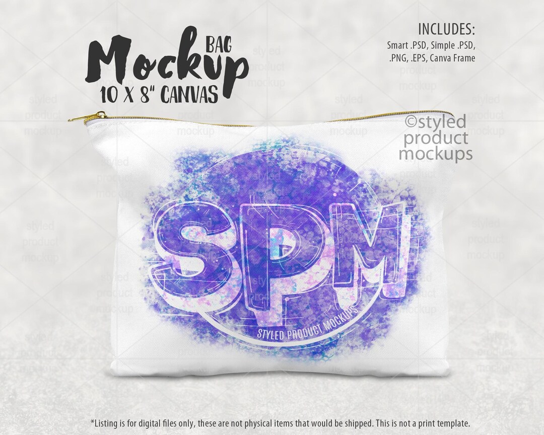 Dye Sublimation Polyester Canvas Zippered Cosmetic Bag Mockup | Add ...