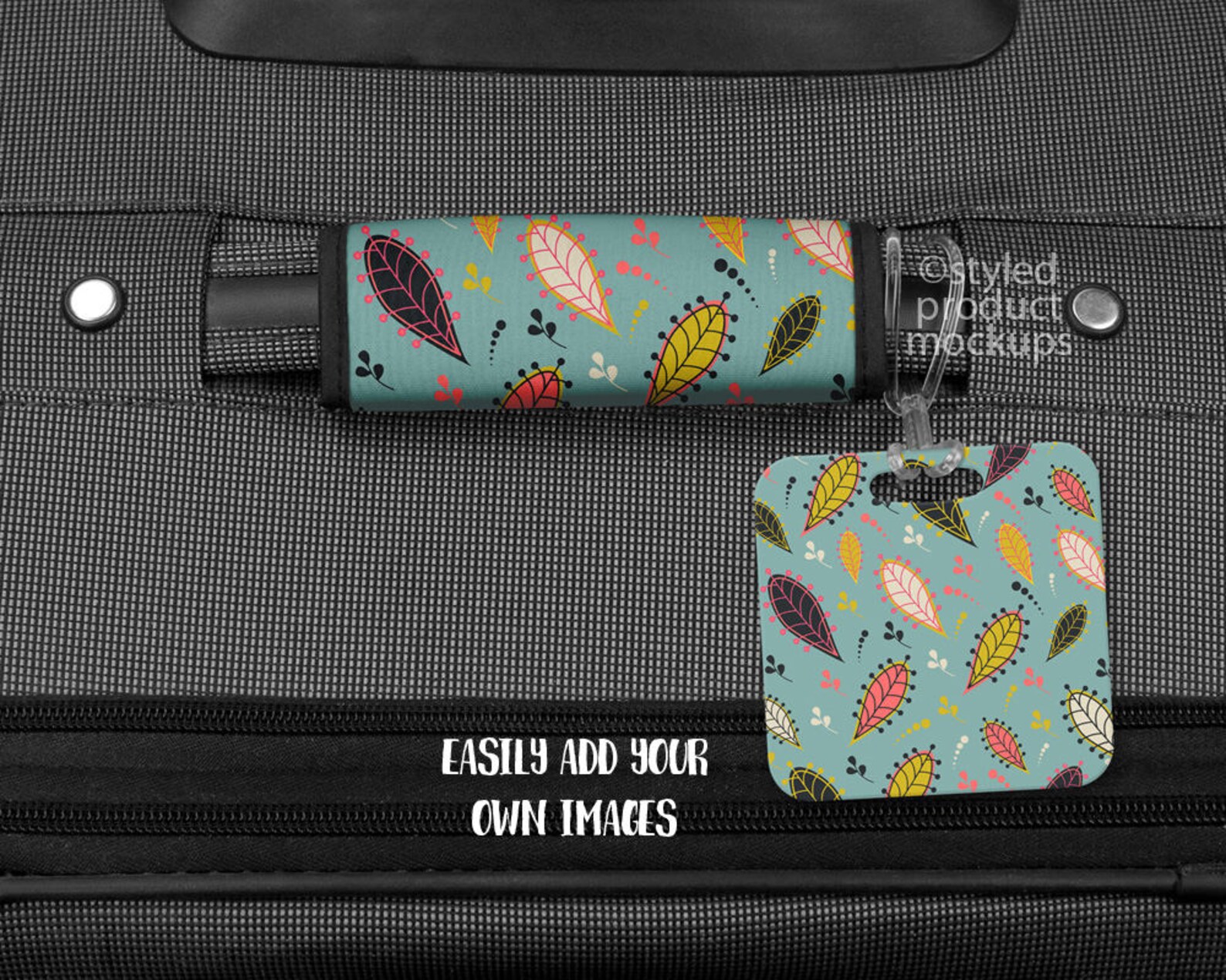 Sublimation Square Luggage Tag and Wrap Mockup Template | Add Your Own ...