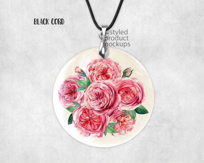 Dye Sublimation Round Natural Shell Pendant Mockup Add Your | Etsy