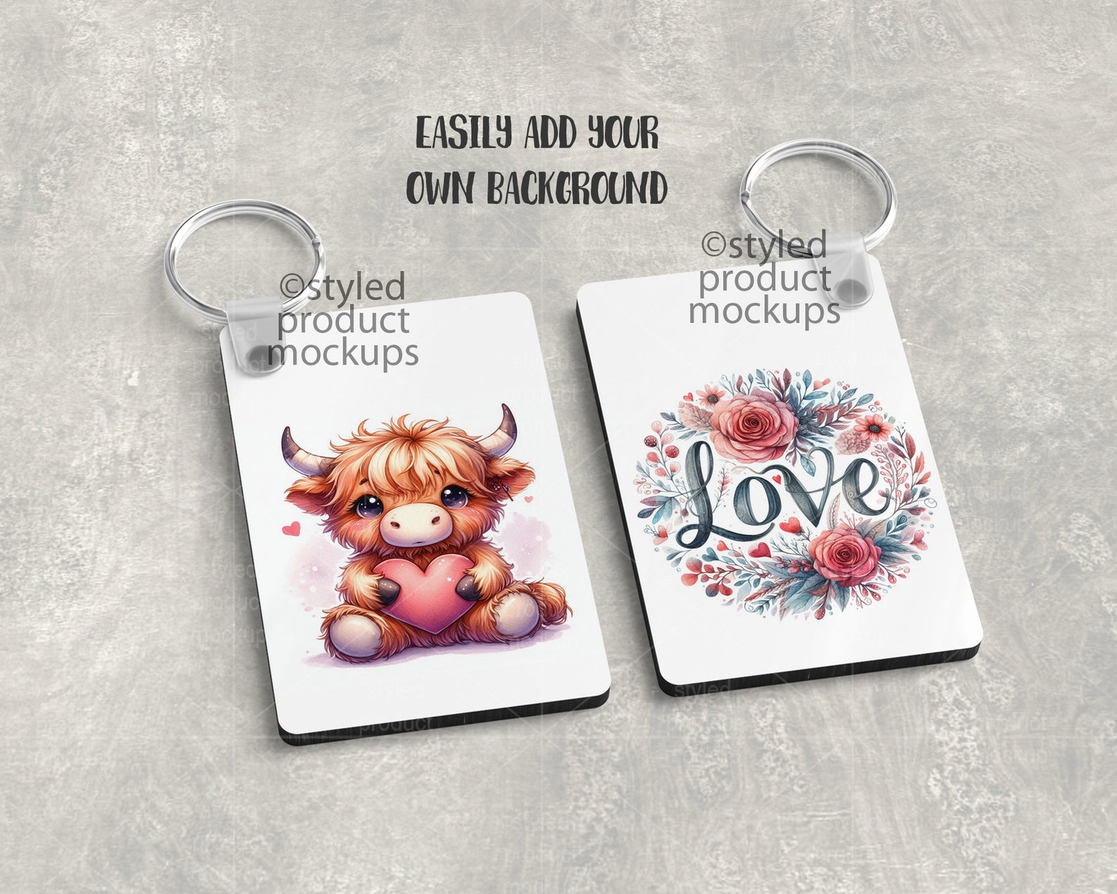 Dye Sublimation Rectangle Keychain Mockup | Add Your Own Image and ...