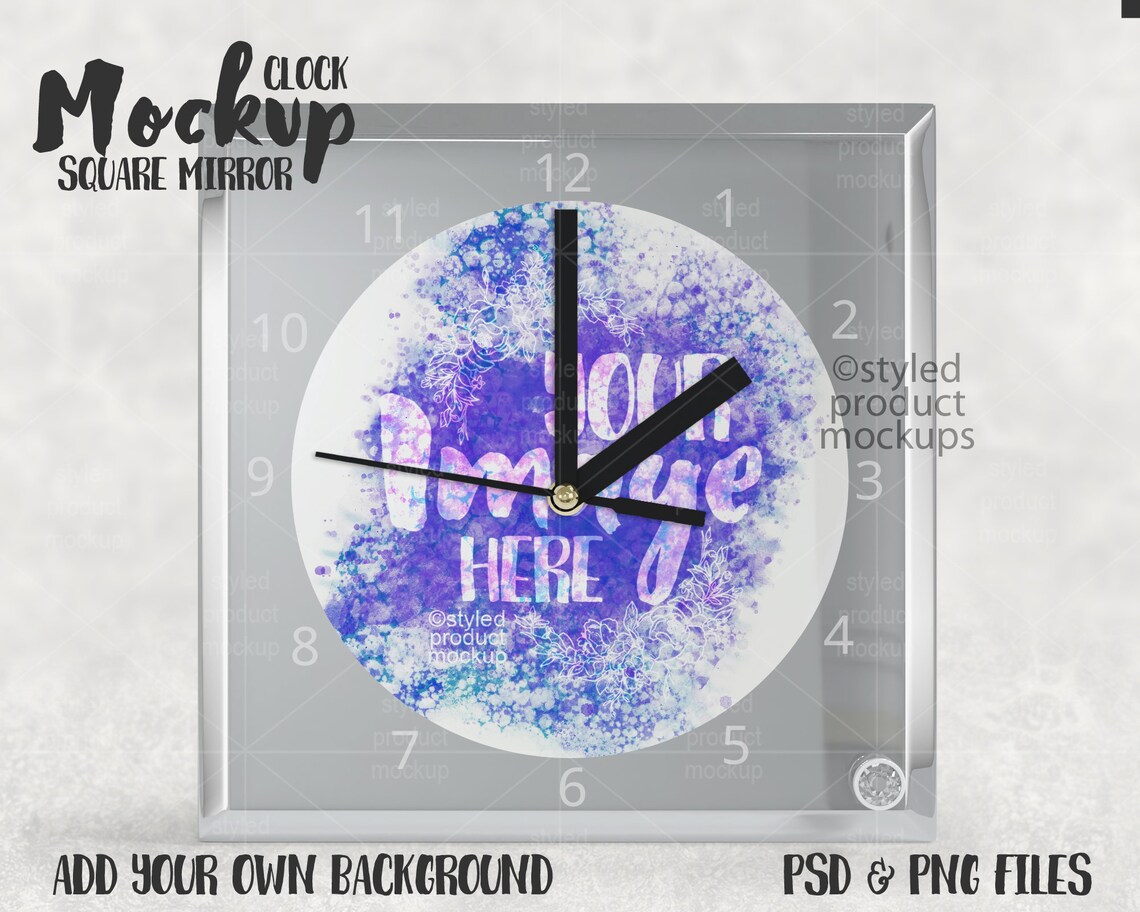 Dye Sublimation Square Glass Mirror Clock Mockup Add Your - Etsy