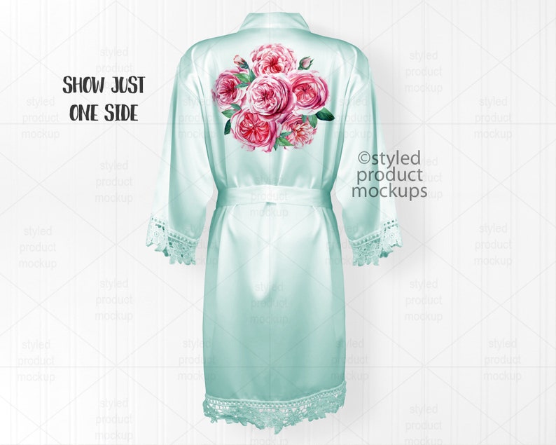 Satin Kimono Robe With Lace Edges Mockup Add Your Own Image - Etsy