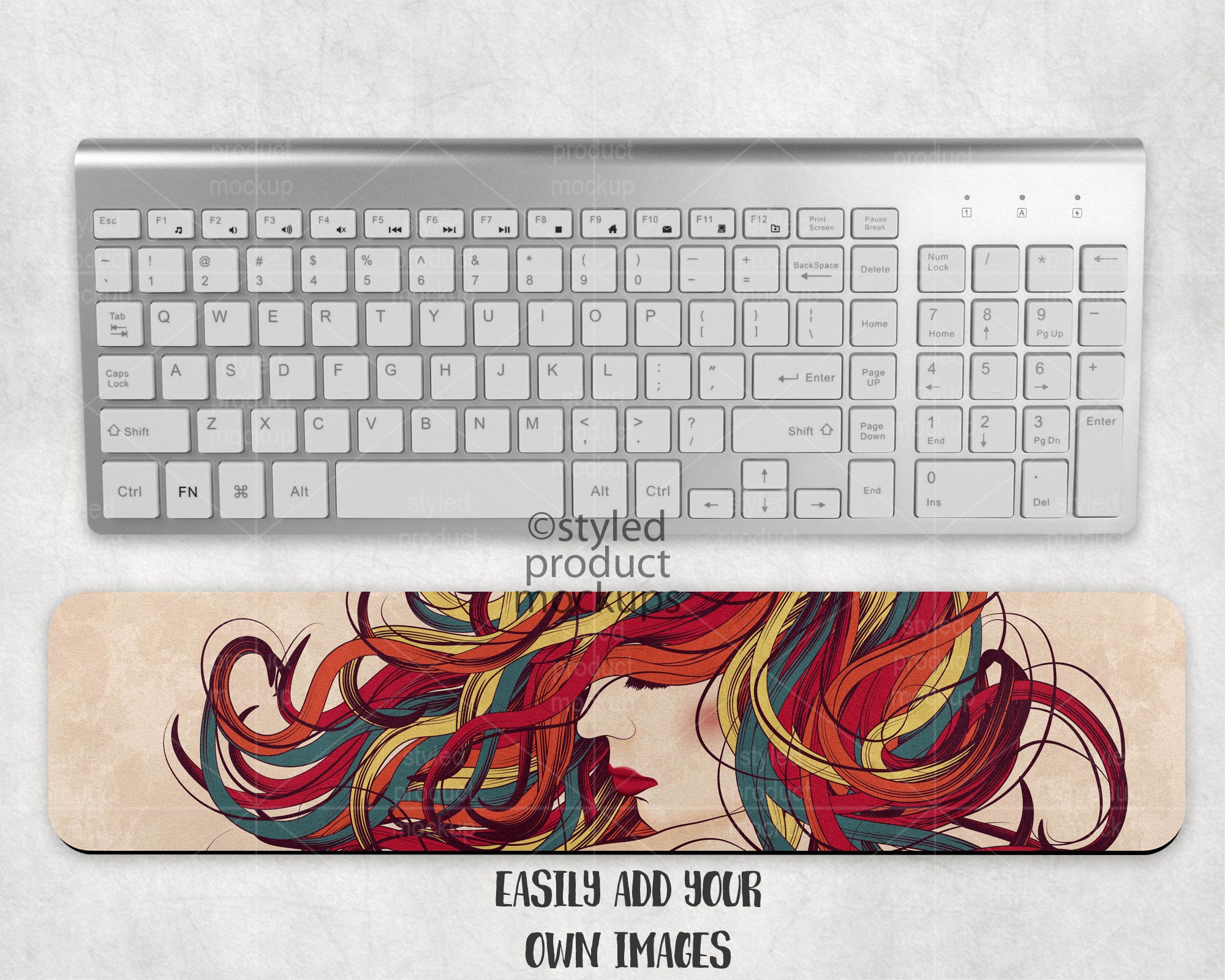 Dye Sublimation Neoprene Keyboard Wrist Rest Mockup Template | Add Your ...