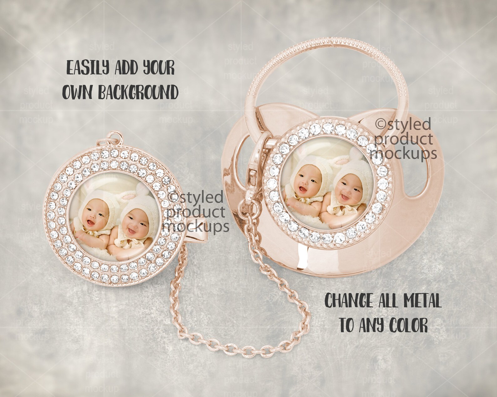 Dye Sublimation Bling Pacifier Clip Mockup Add Your Own - Etsy