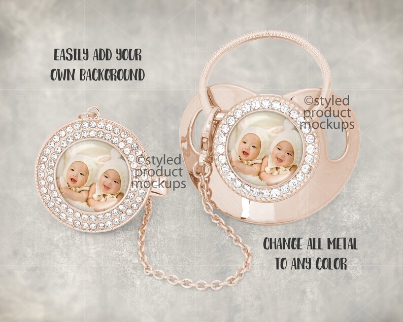 Dye Sublimation Bling Pacifier Clip Mockup Add Your Own - Etsy