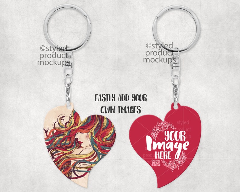 Dye Sublimation Heart Shaped Keychain Mockup Template Add - Etsy