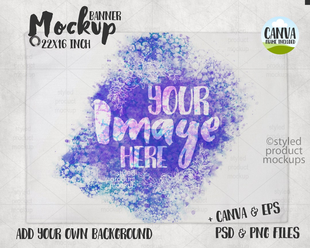 Dye Sublimation 22x16 White Linen Banner Mockup | Add Your Own Image ...