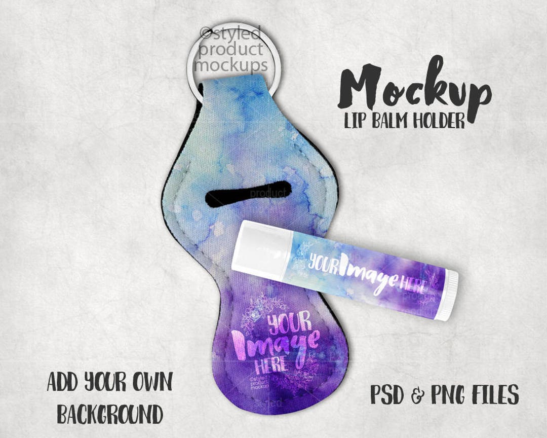 Lip Balm Holder With Key Ring Mockup Template | Add Your Own Image and ...