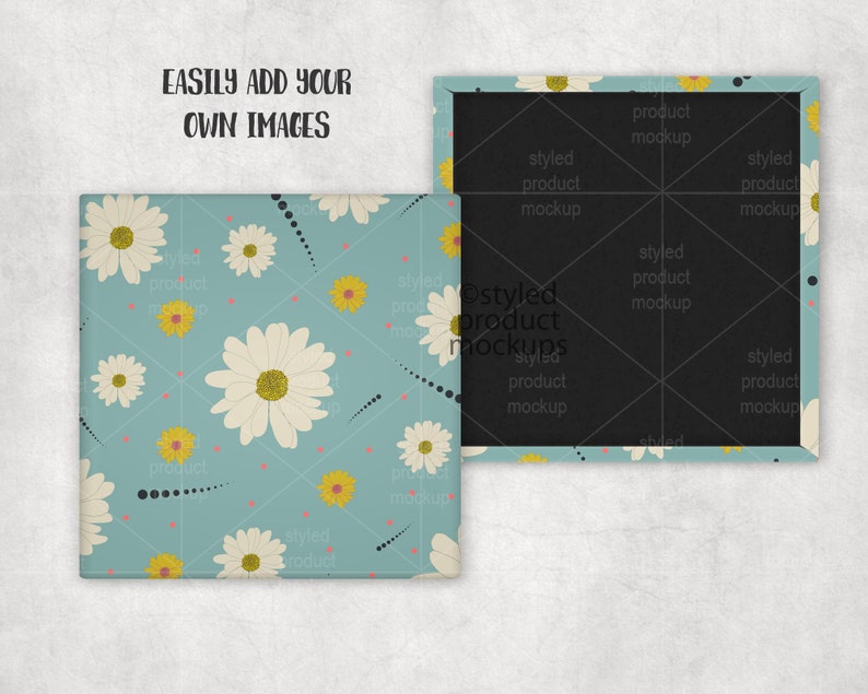 Square Magnet Back Button Mockup Add Your Own Image and | Etsy