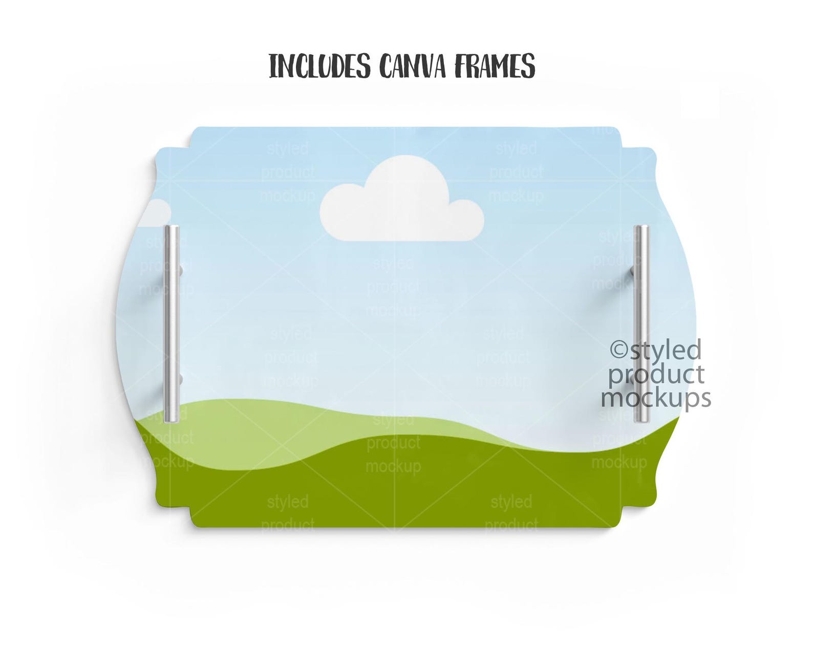 Dye Sublimation Rectangle Tray Mockup With Straight Metal Handles | Add ...