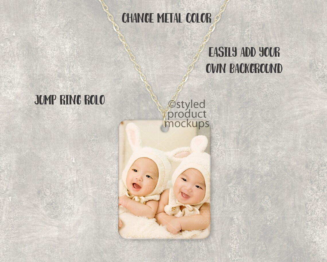 Dye Sublimation 45x35mm Rectangle Necklace Mockup Add Your - Etsy