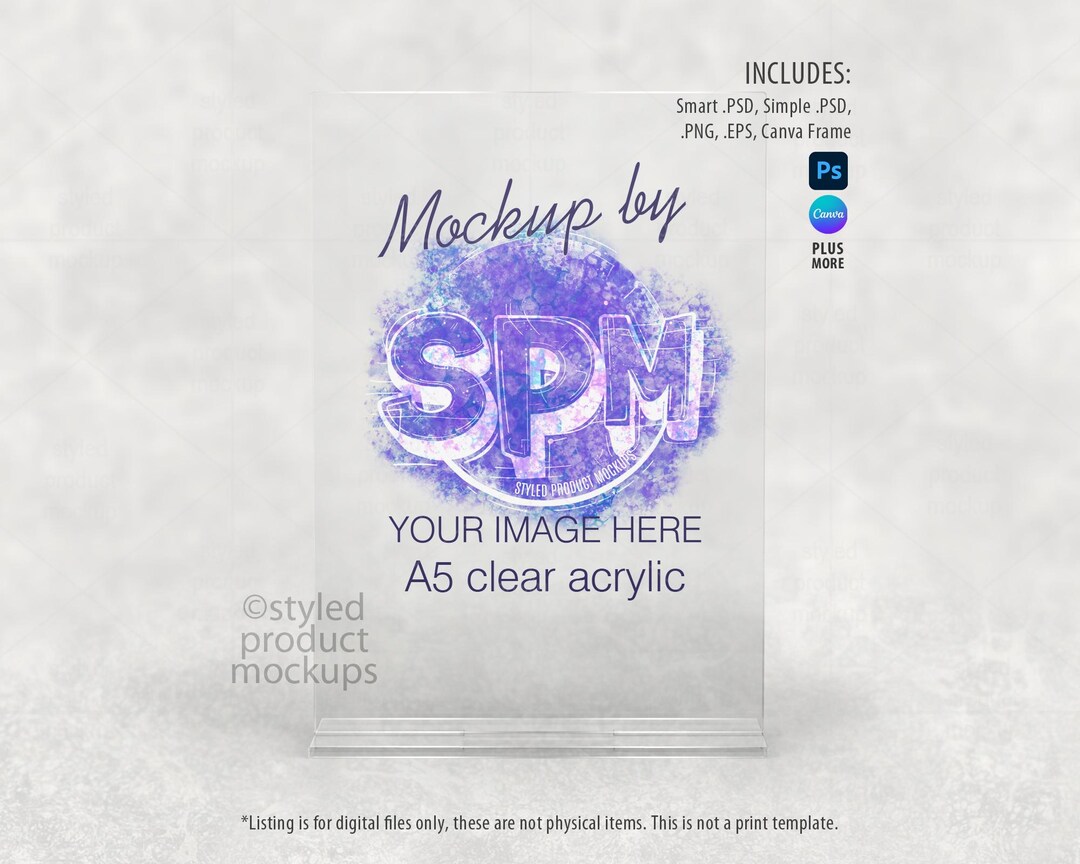 A5 Clear Acrylic Photo Panel Mockup (PSD, Canva, PNG) - Etsy