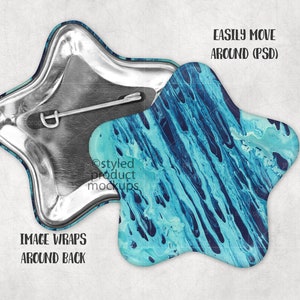 Star Shaped Pin Back Button Mockup | Add Your Own Image and Background ...