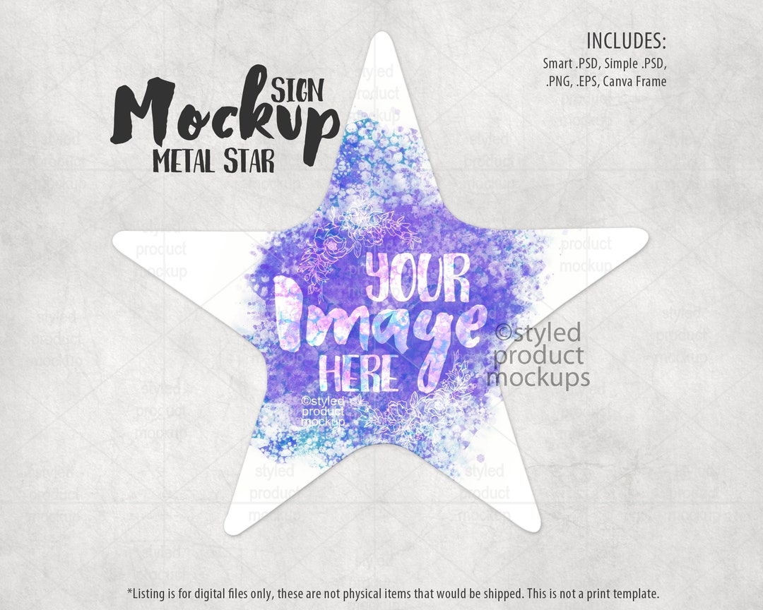 Dye Sublimation Aluminum Metal Star Sign Mockup | Add Your Own Image ...