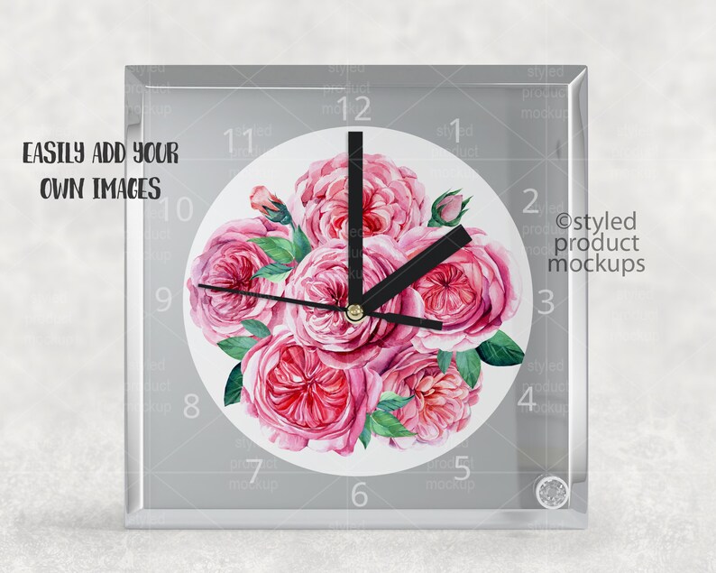 Dye Sublimation Square Glass Mirror Clock Mockup Add Your - Etsy