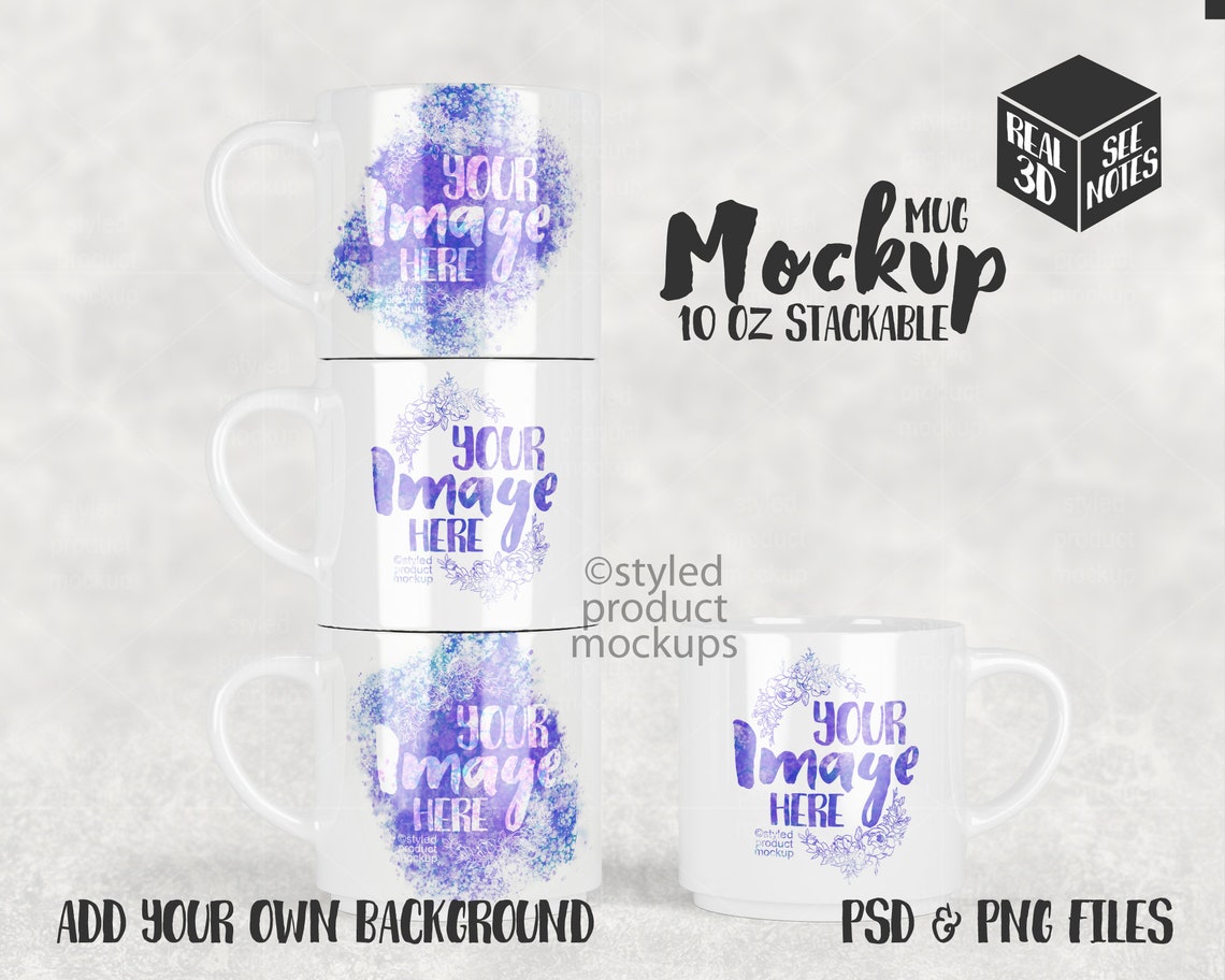 Dye Sublimation 10oz Stackable Mug Mockup Add Your Own Image - Etsy