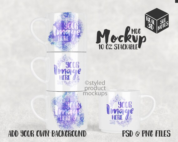 Dye Sublimation 10oz Stackable Mug Mockup Add Your Own Image - Etsy