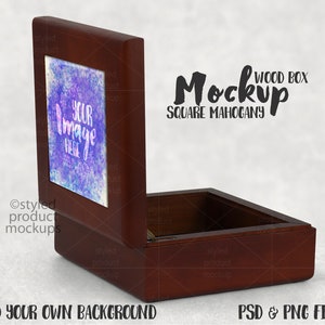 Dye Sublimation Mahogany Wood Keepsake Box Mockup | Add Your Own Image ...