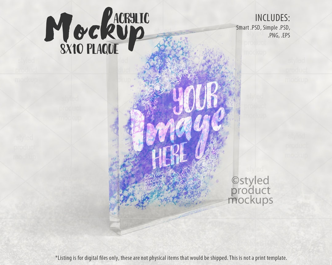 Dye Sublimation or Vinyl 8x10 Inch Acrylic Plaque Vertical Mockup | Add ...