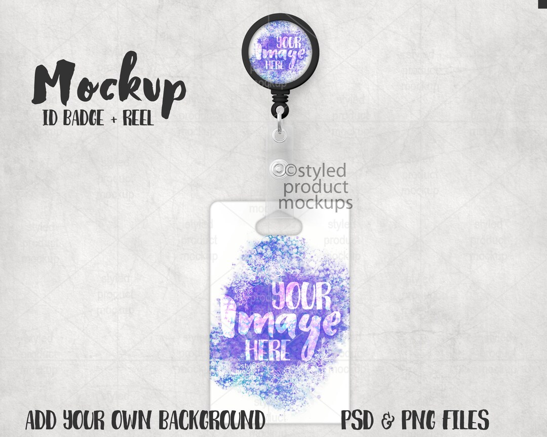 Dye Sublimation Vertical Name Badge and Badge Reel Mockup | Add Your ...