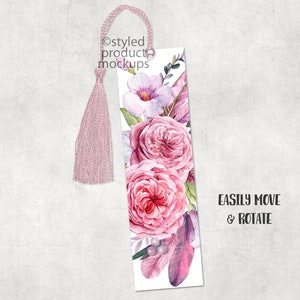 Rectangle 2 X 7 Inch Bookmark With Tassel Mockup Add Your Own Image and ...