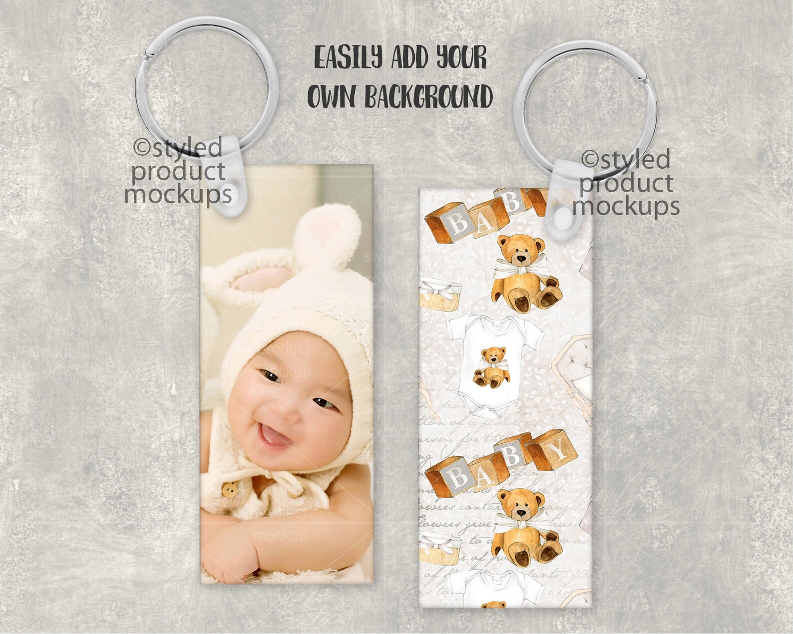 Dye Sublimation Thin Rectangle Shaped Keychain Mockup Add | Etsy