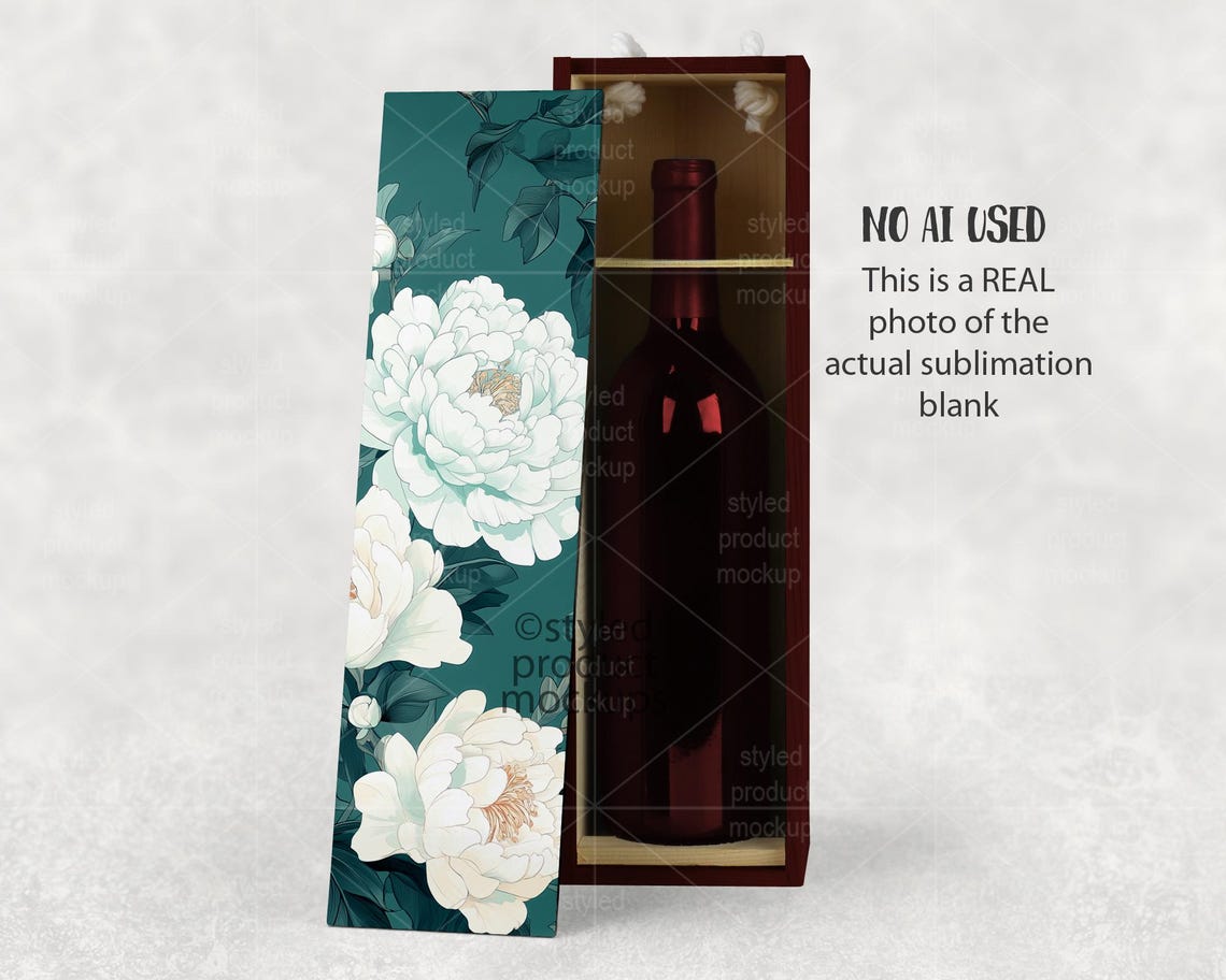 Dye Sublimation Natural Wood Wine Box Mockup Template | Add Your Own ...