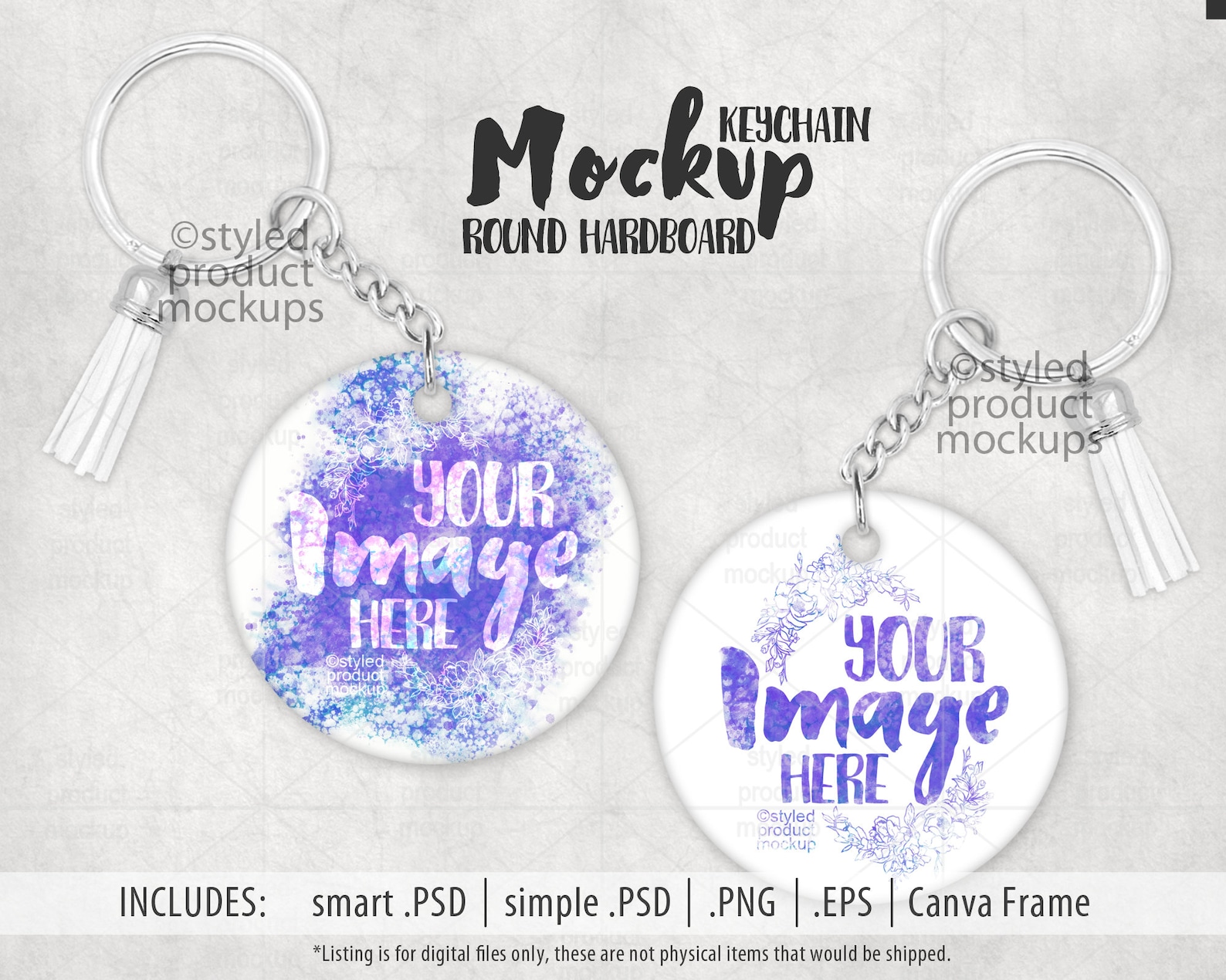 Dye Sublimation Round Hardboard Keychain With Tassel Mockup | Add Your Own Image and Background ...