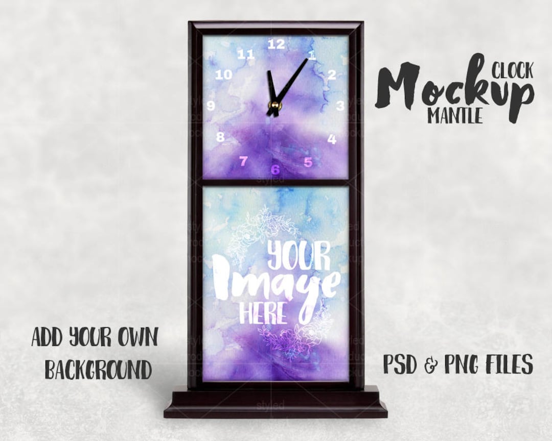 Sublimation Mantle Clock Template Mockup | Add Your Own Image and ...