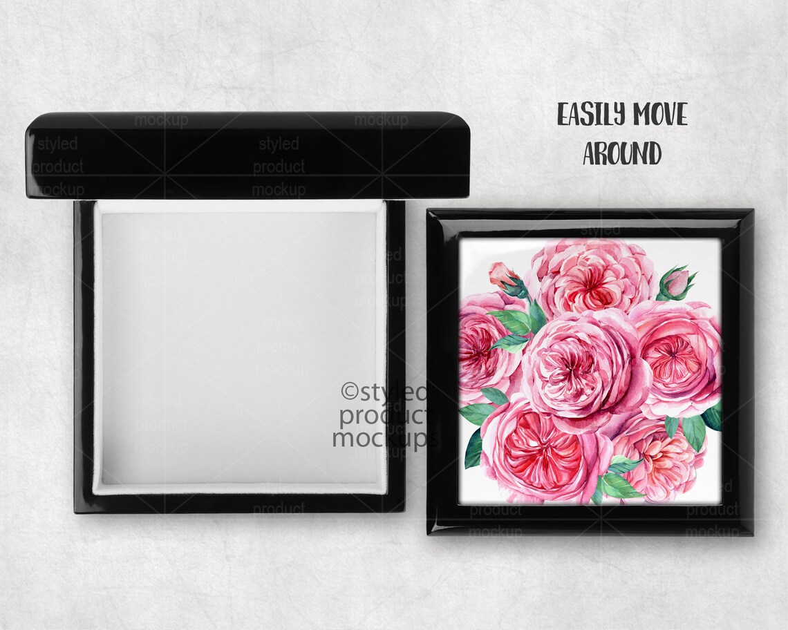Dye Sublimation Glossy Black Keepsake Box Mockup Add Your - Etsy