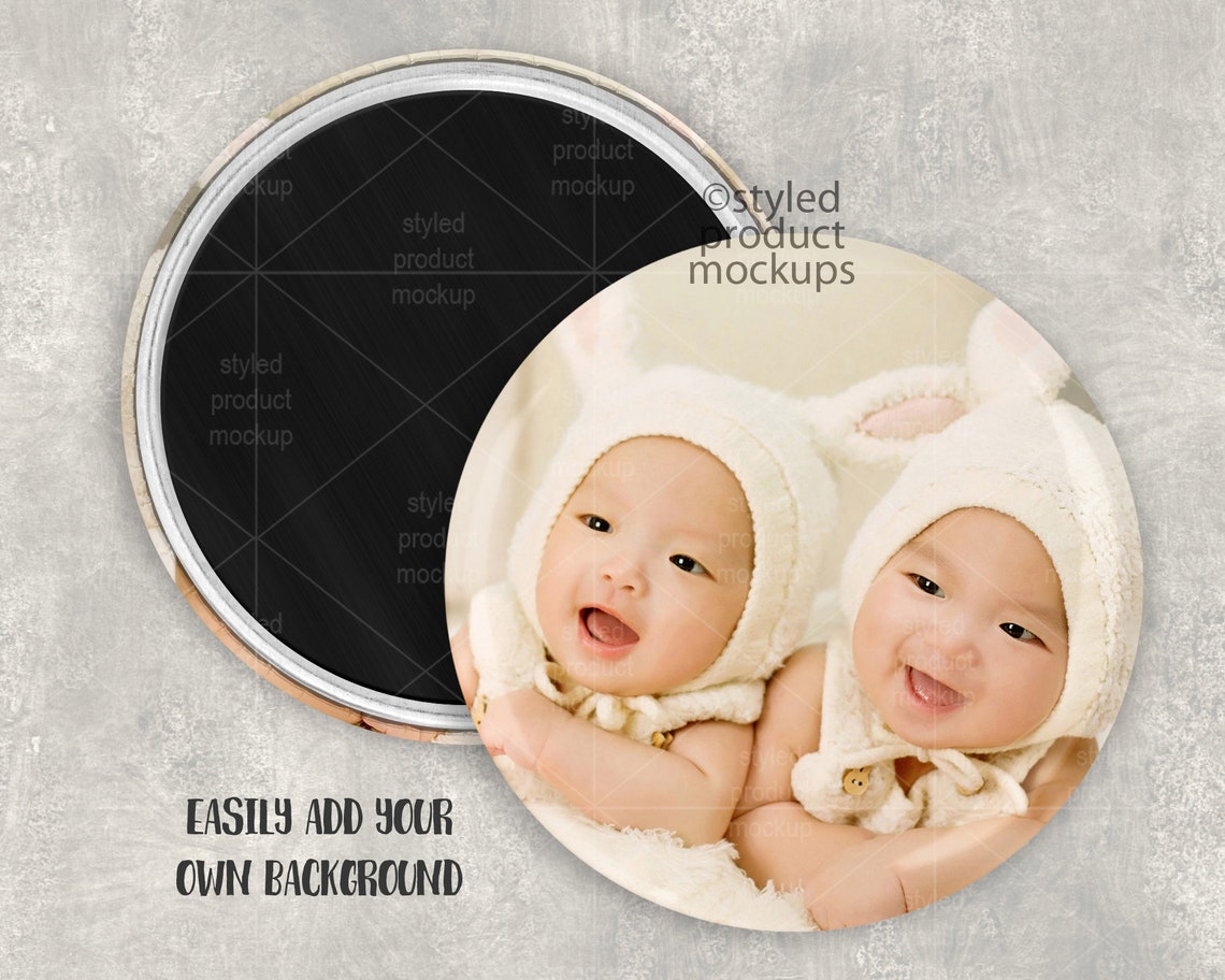 Magnet Back Button Mockup Add Your Own Image and Background - Etsy
