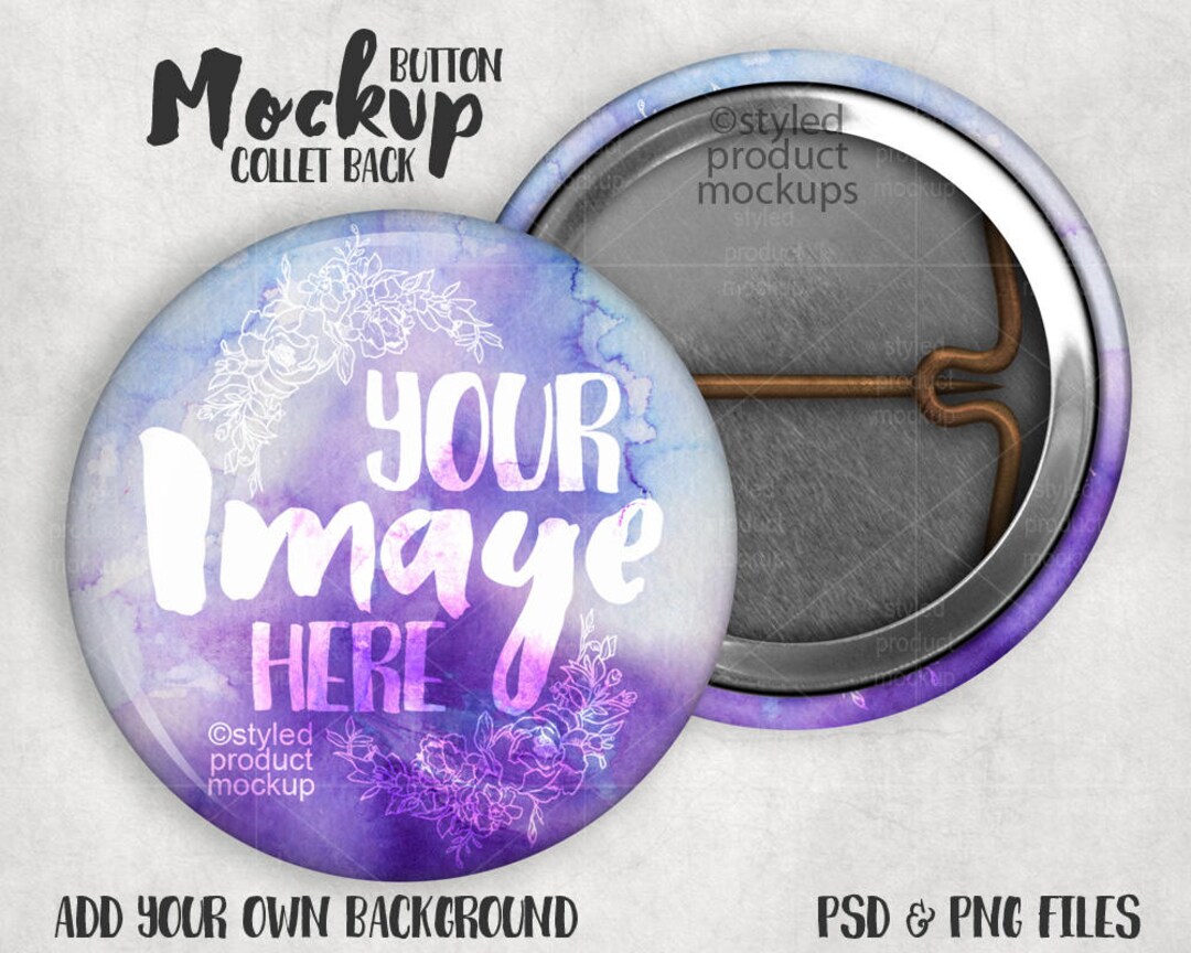 Collet Back Button Mockup: Front & Back View (photoshop, PNG) - Etsy