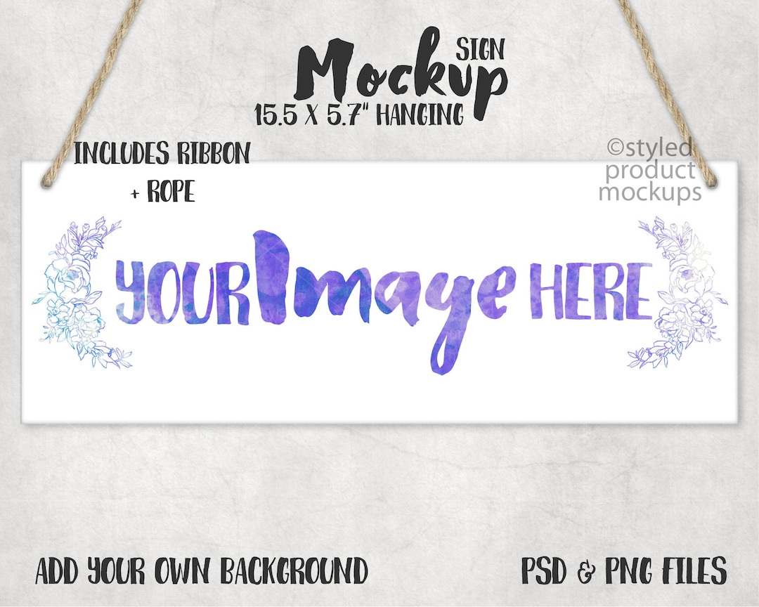 Dye Sublimation 15.5 X 5.7 Hanging Rectangle Hardboard Sign Mockup ...