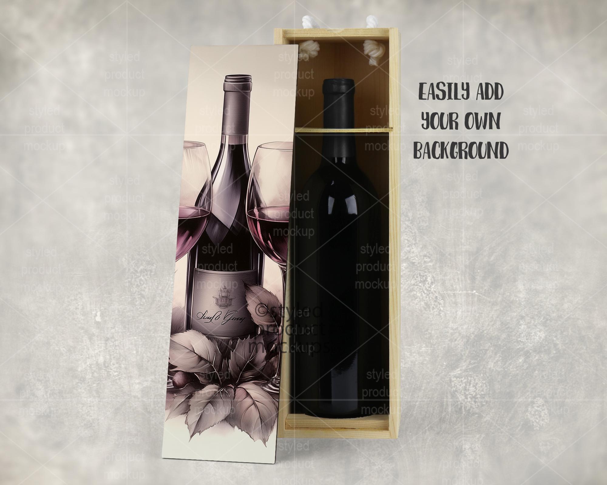 Dye Sublimation Natural Wood Wine Box Mockup Template | Add Your Own ...