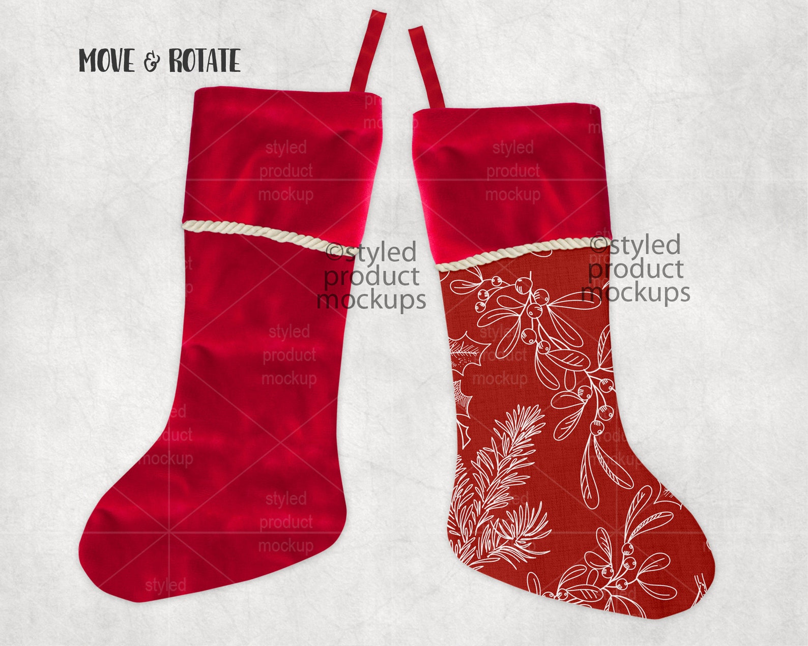 Dye Sublimation Burlap Stocking With Rope Border Mockup Add - Etsy