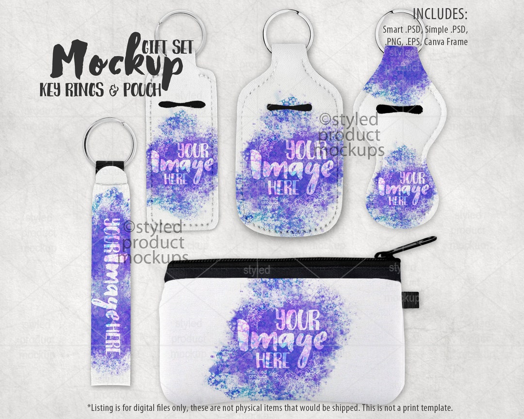 Dye Sublimation Key Fob Coin Purse Gift Set Mockup | Add Your Own Image ...