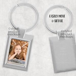 Dye Sublimation Framed Rectangle Metal Keychain Mockup Template | Add ...
