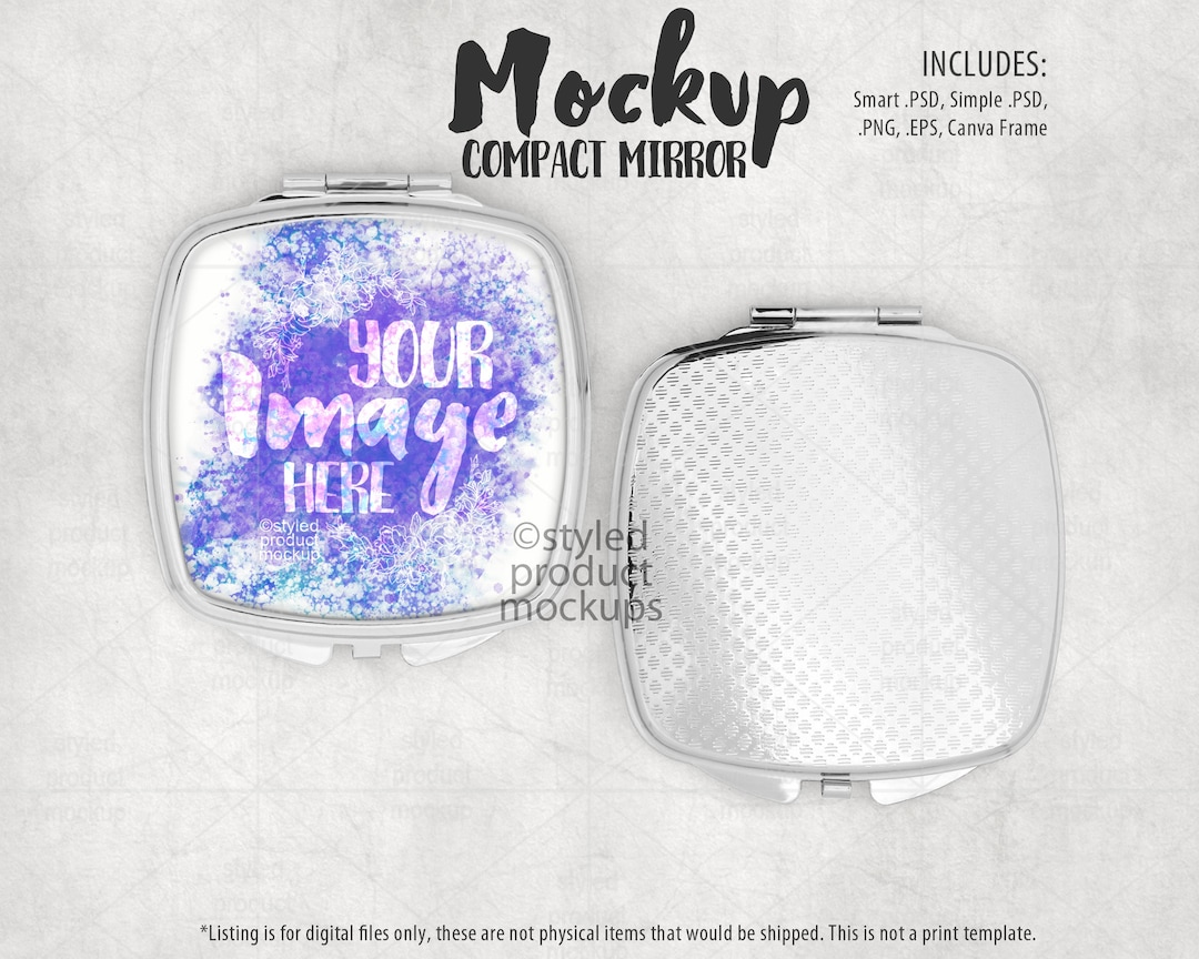 Square Compact Mirror Mockup | Add Your Own Image and Background - Etsy