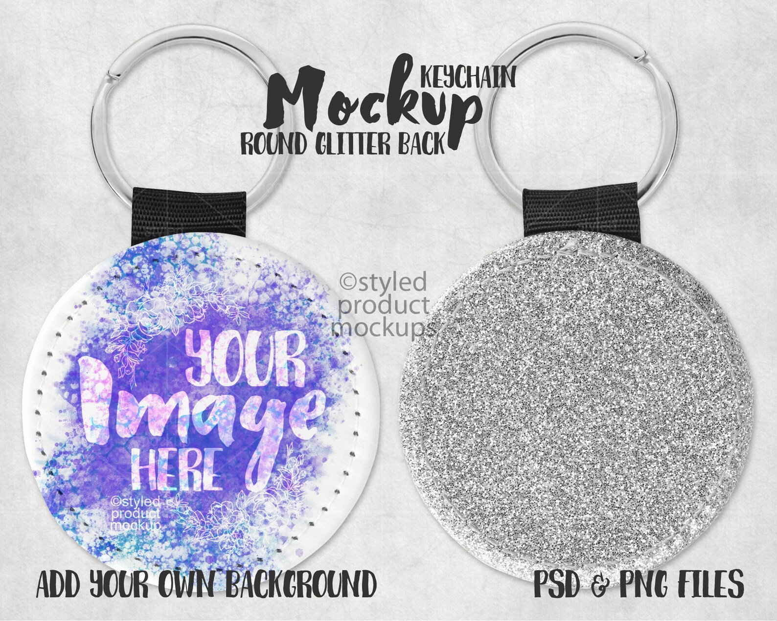 Dye Sublimation Round PU Leather Keychain With Glitter Back | Etsy