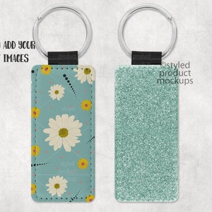 Dye Sublimation PU Leather Keychain With Glitter Back Mockup | Add Your ...