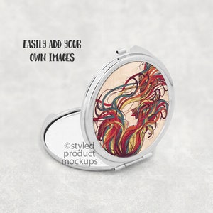 Round Compact Mirror Mockup Template | Add Your Own Image and ...