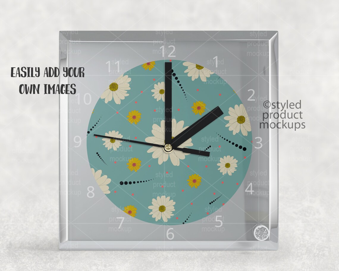 Dye Sublimation Square Glass Mirror Clock Mockup Add Your - Etsy
