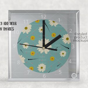 Dye Sublimation Square Glass Mirror Clock Mockup | Add Your Own Image ...
