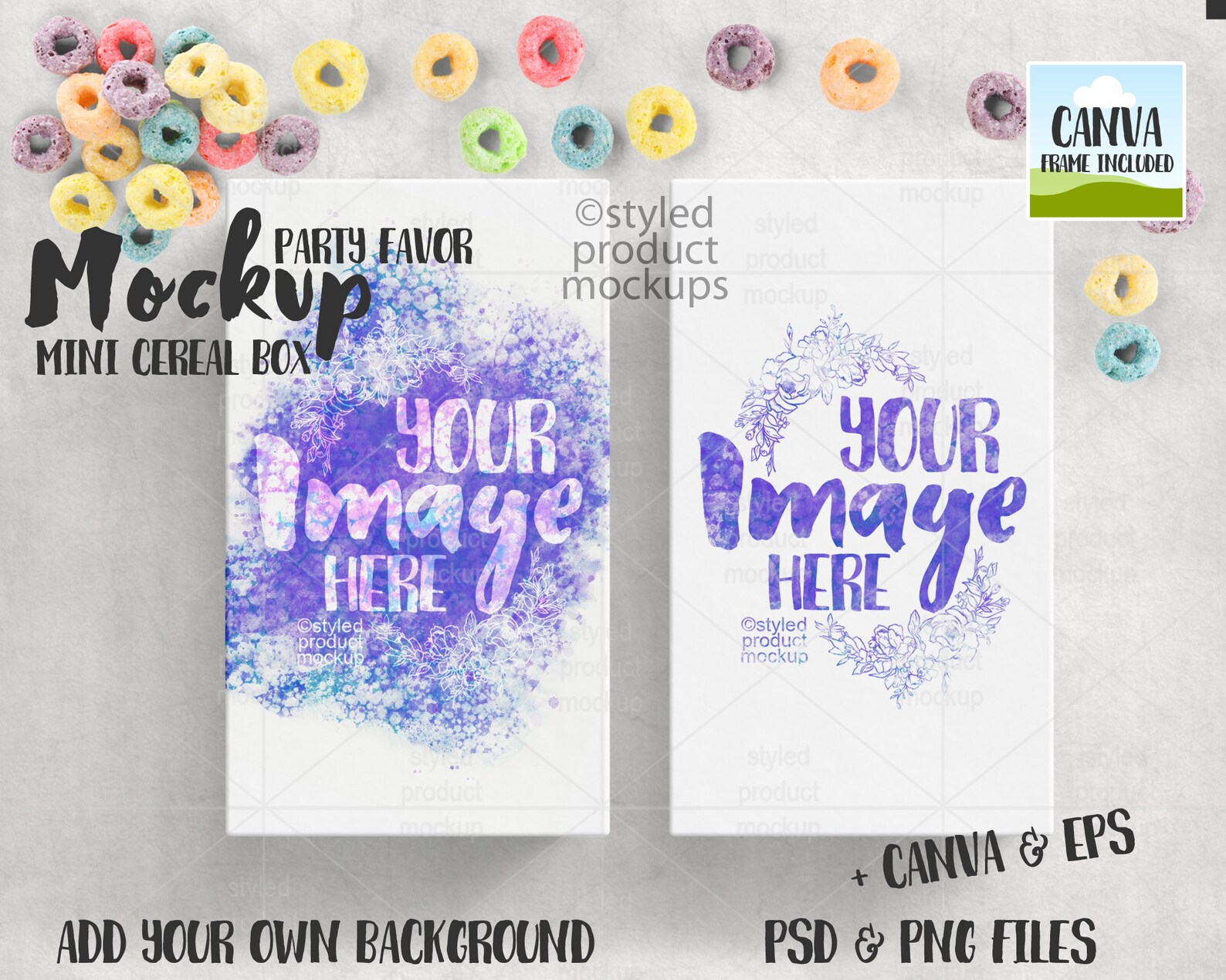 Party Favor Mini 0.95oz Cereal Box Mockup Add Your Own Image and ...