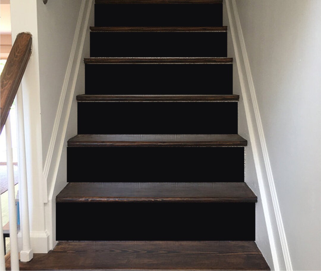Solid Black Stair Riser Decals Vinyl Self Adhesive Easy to Trim ...