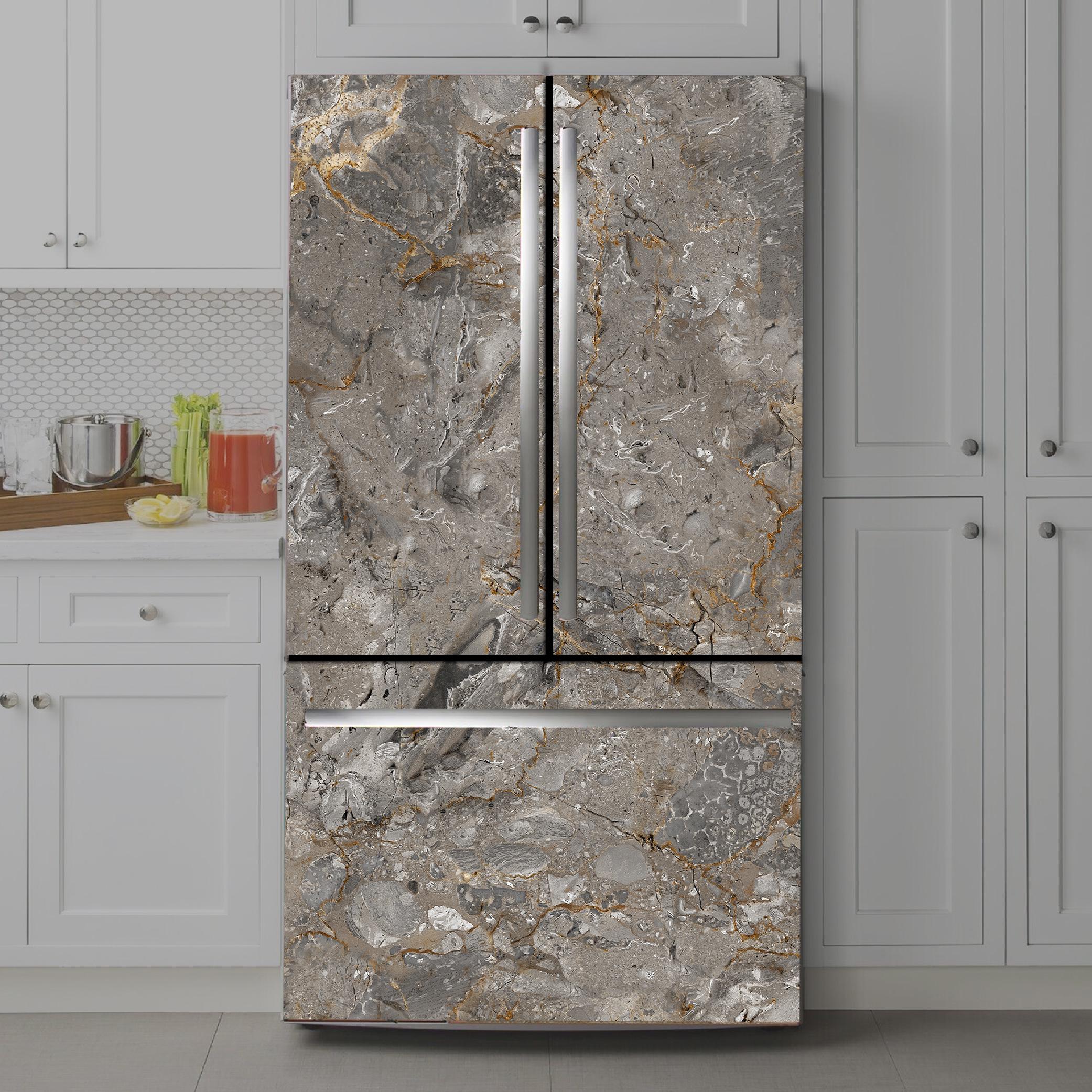 Peel and Stick Kitchen Appliance Wrap Vinyl Refrigerator Cover ...
