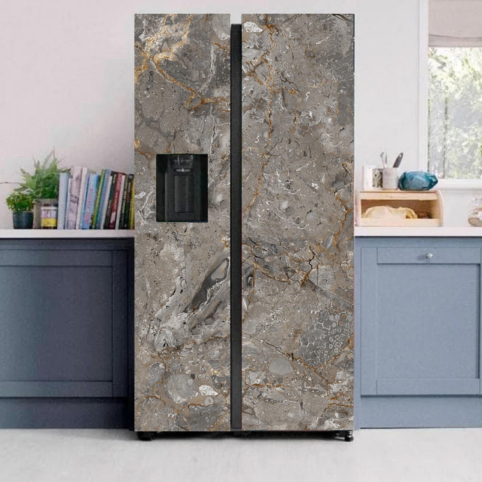 Dark Alexandrette Marble Fridge Wrap Vinyl Decal Refrigerator Skin ...