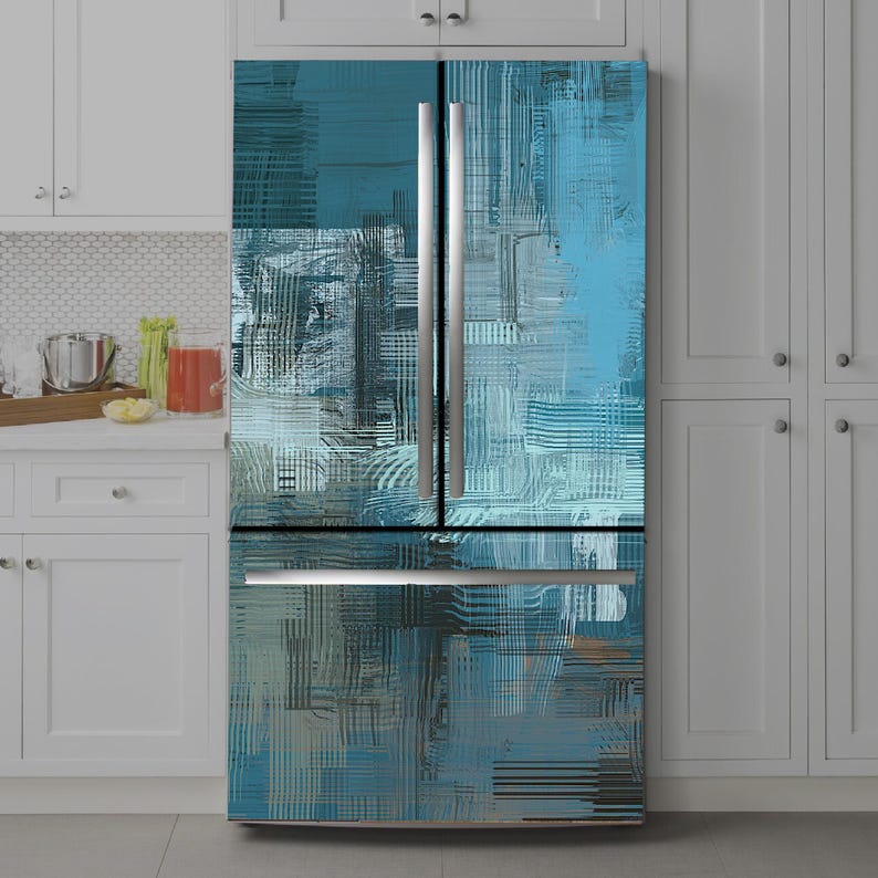 Minimalist Line Art Refrigerator Decal - Aesthetic Fridge Wrap - Mid ...