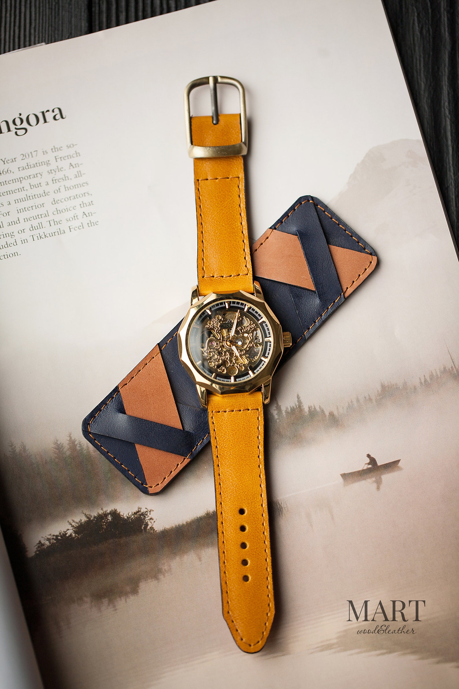 Blue Leather Men Wrist Watch Cuff Sceleton Steampunk Watch | Etsy