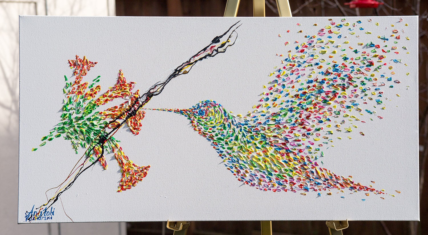 Bird36Original Abstract Acrylic Painting Flowers Wall | Etsy